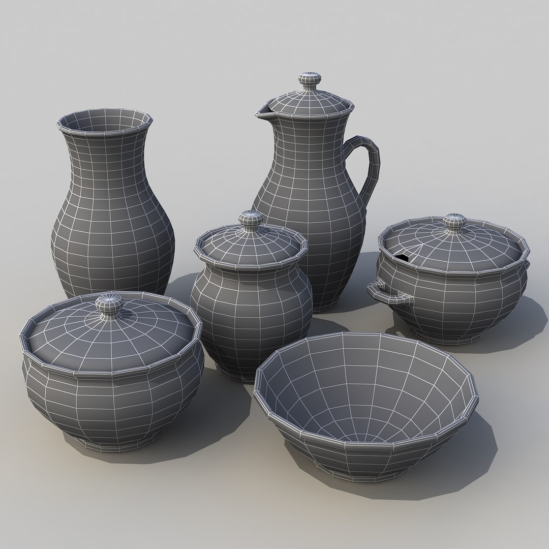 clay dishes set 3d max