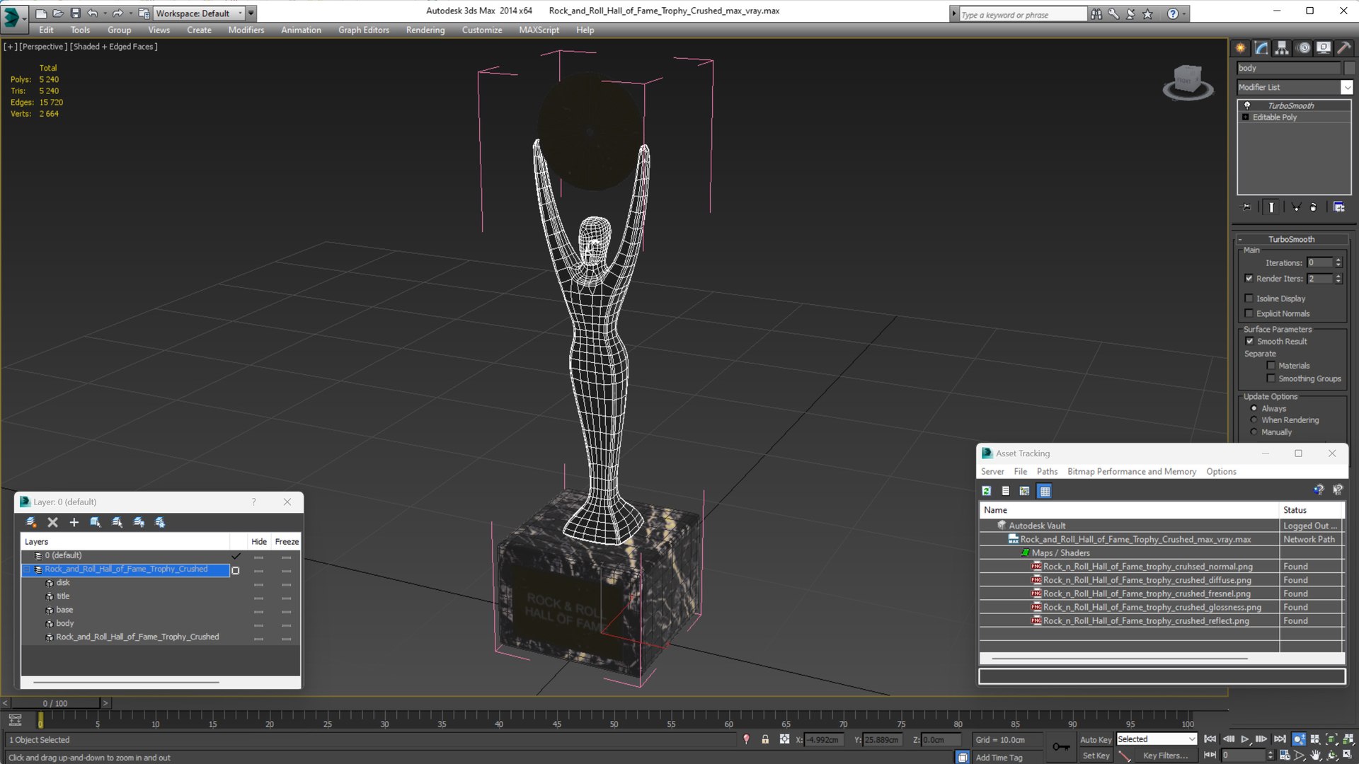 3D Rock and Roll Hall of Fame Trophy Crushed - TurboSquid 2041060