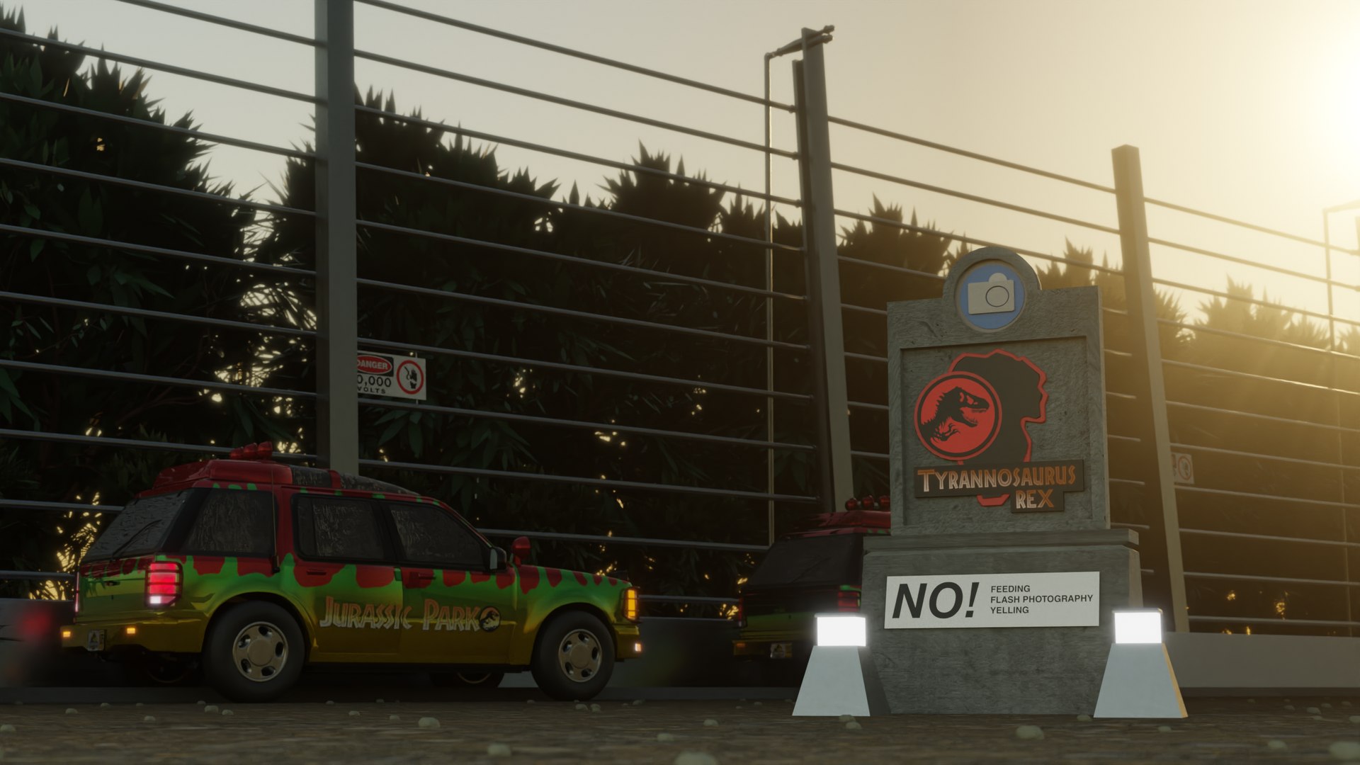 3D Jurassic Park Tyrannosaurus Rex Fence Film Accurate Model ...