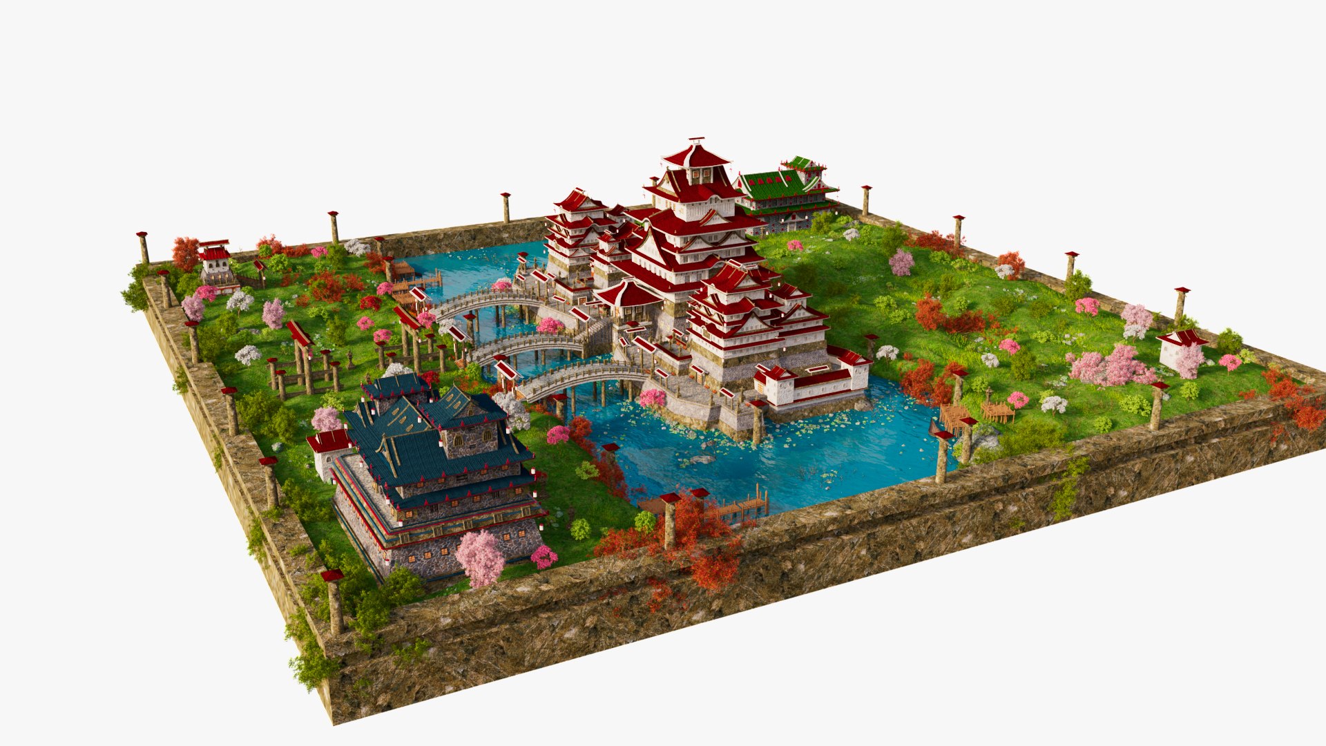 Fantasy Asian Castle Environment 3D Model - TurboSquid 2381320