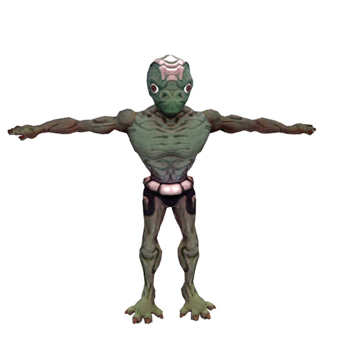 3d Rigged Alien Reptile Character Model