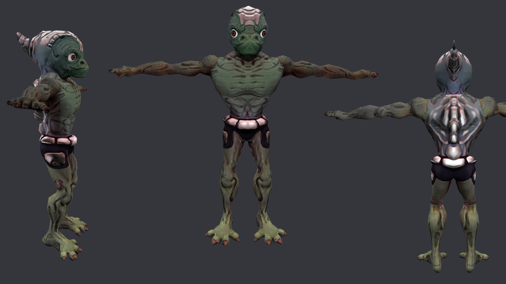 3d Rigged Alien Reptile Character Model