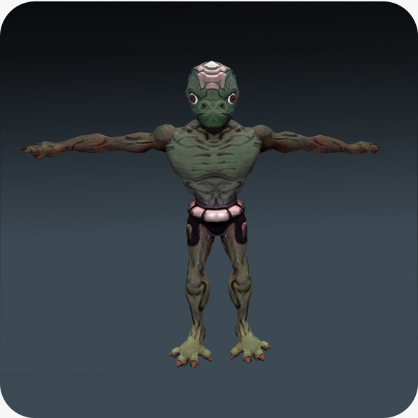 3d rigged alien reptile character model