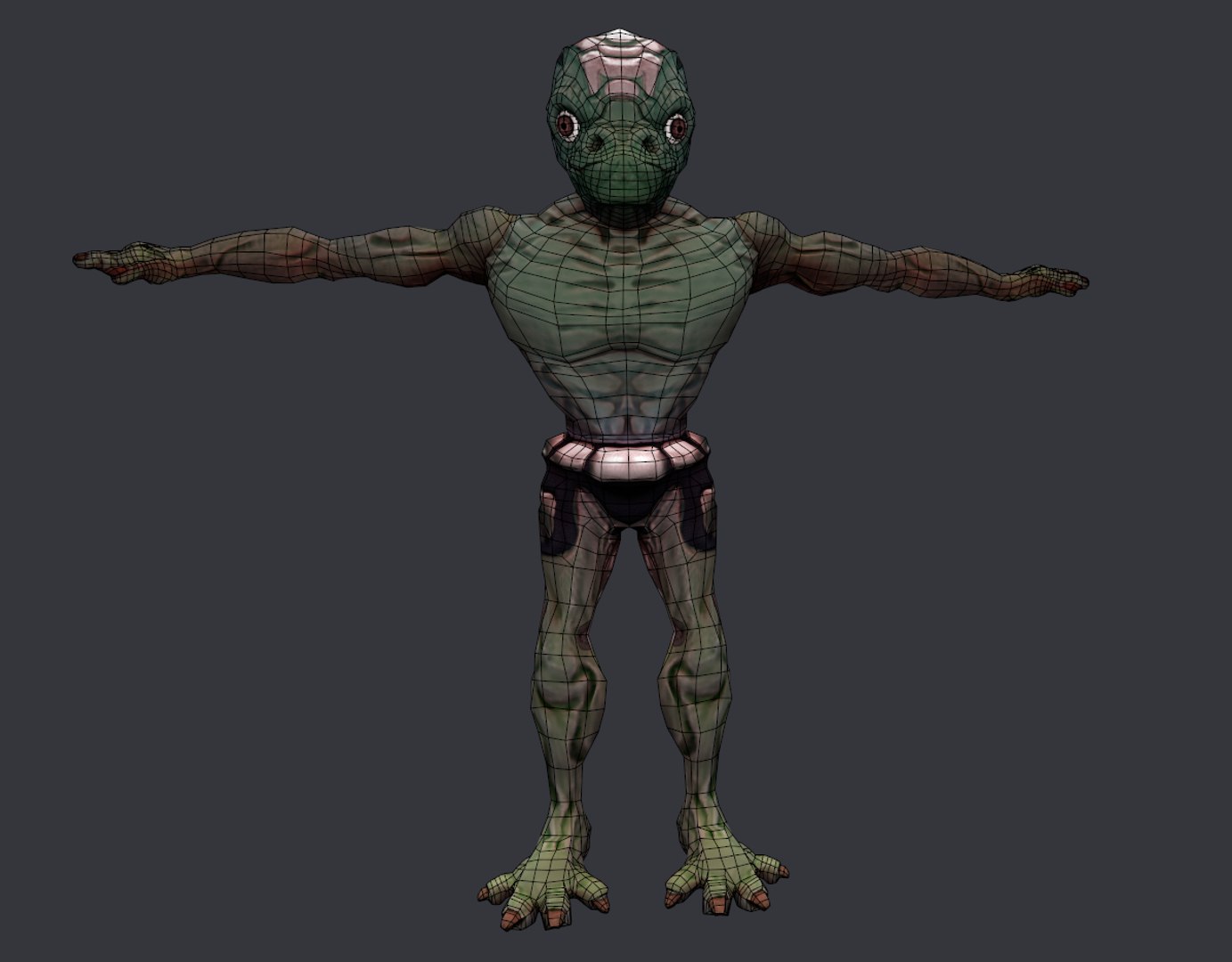3d Rigged Alien Reptile Character Model