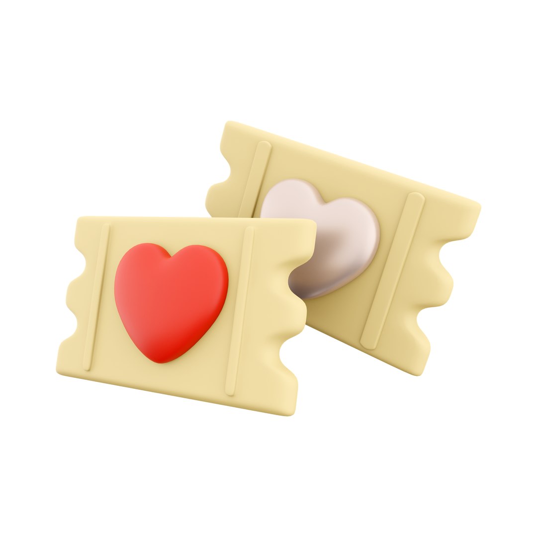 Love Ticket Icon 3D Model - TurboSquid 2045497