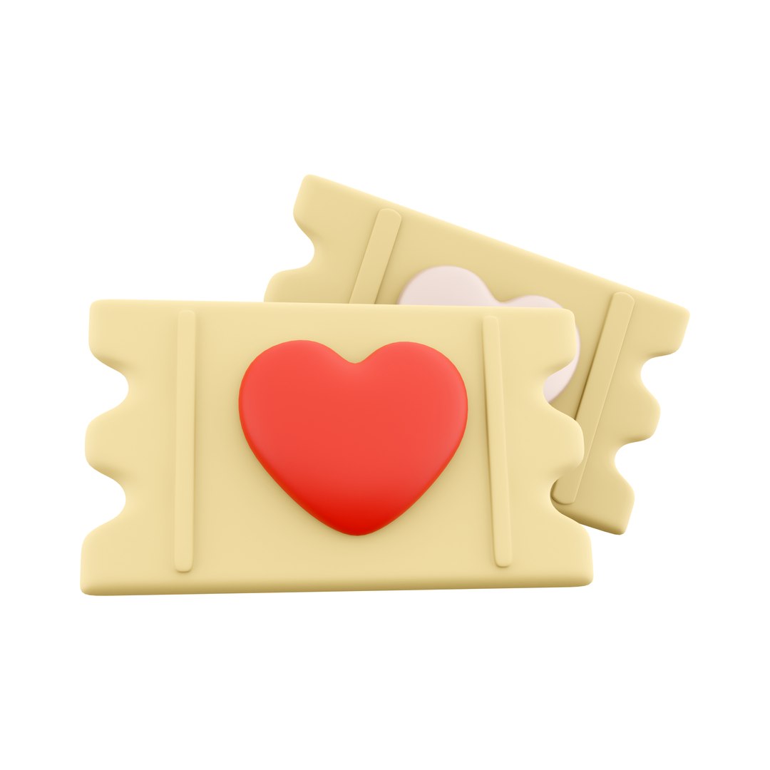 Love Ticket Icon 3D Model - TurboSquid 2045497