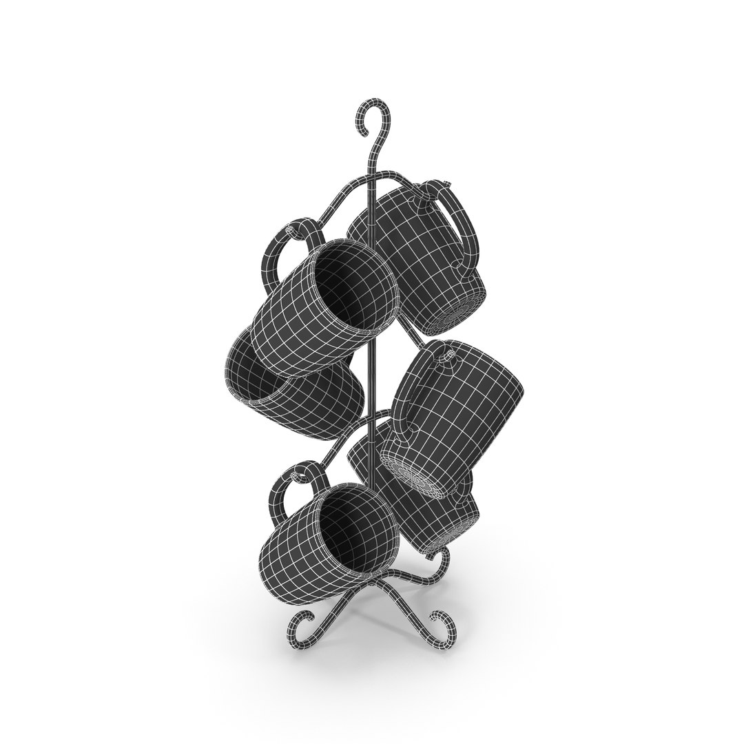 3D Mug Tree Stand With Mugs Model - TurboSquid 2120220