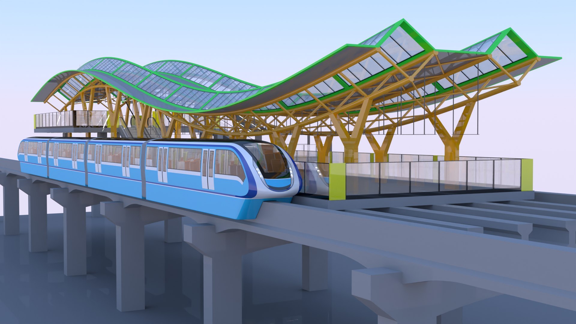 3D Monorail Stations Bundle - TurboSquid 2382148