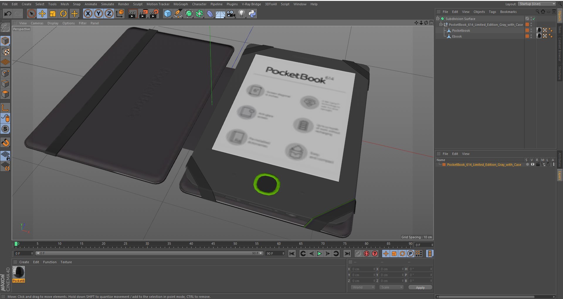 3D PocketBook 614 Limited Edition Gray With Case - TurboSquid 2147295