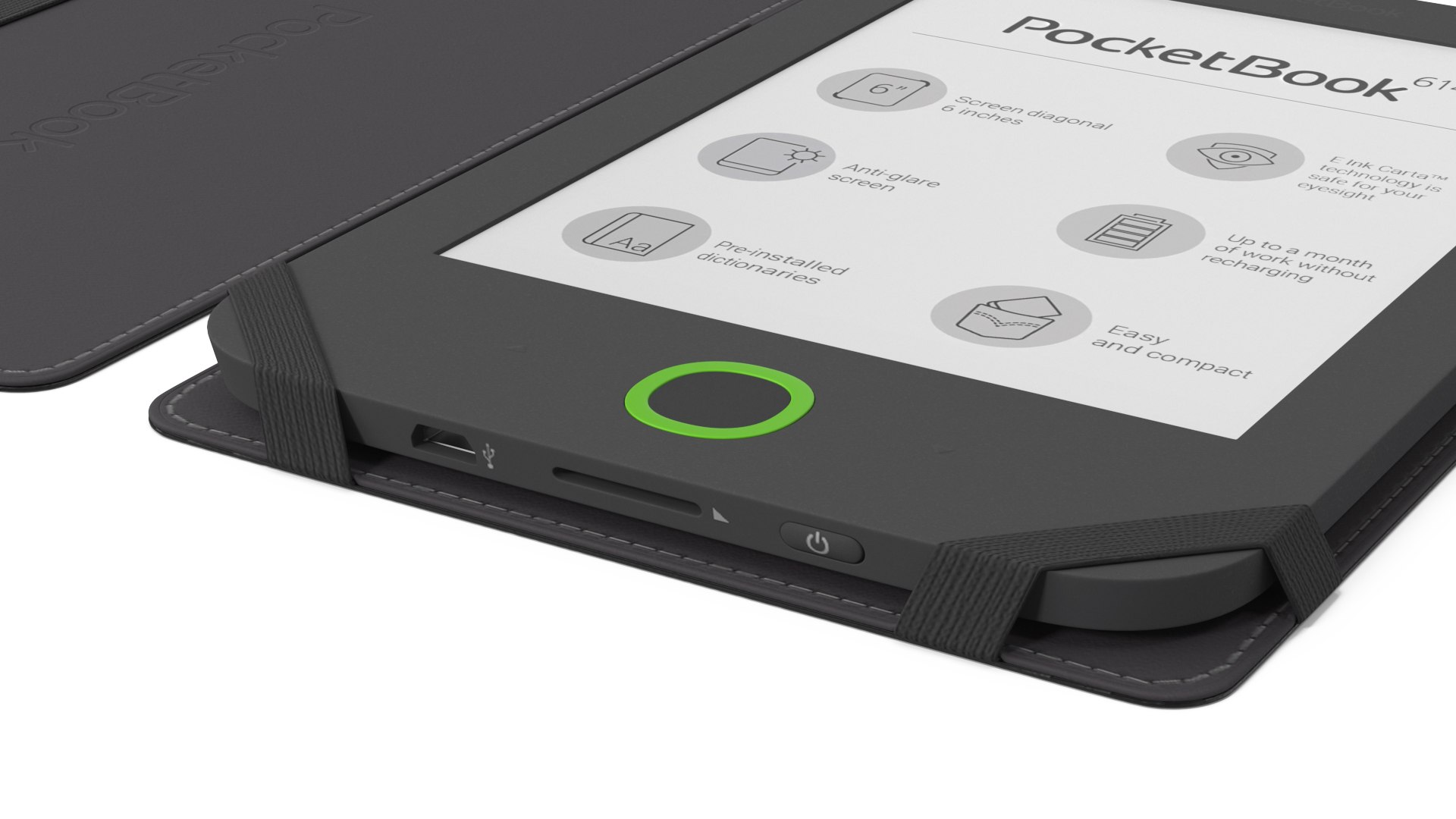 3D PocketBook 614 Limited Edition Gray With Case - TurboSquid 2147295