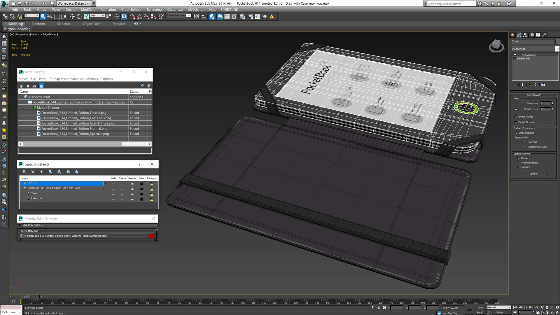 3D PocketBook 614 Limited Edition Gray With Case - TurboSquid 2147295