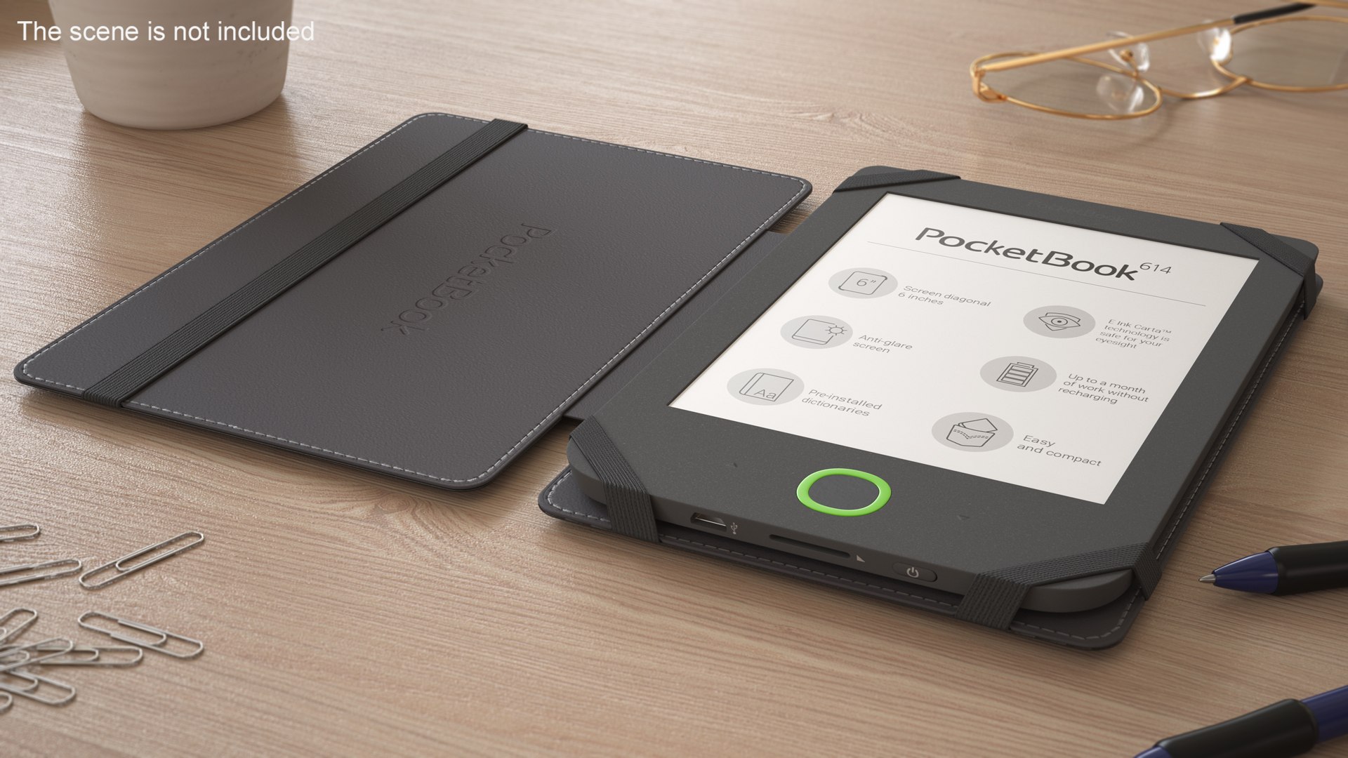 3D PocketBook 614 Limited Edition Gray With Case - TurboSquid 2147295