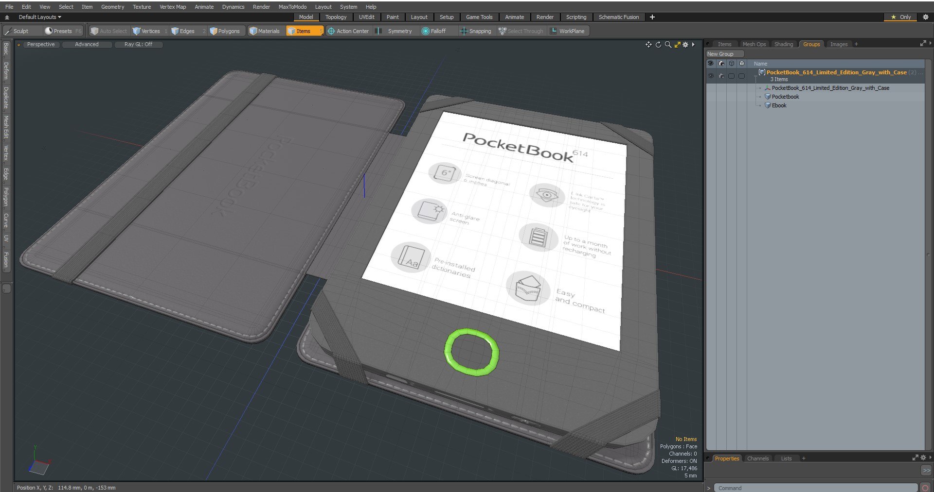 3D PocketBook 614 Limited Edition Gray With Case - TurboSquid 2147295
