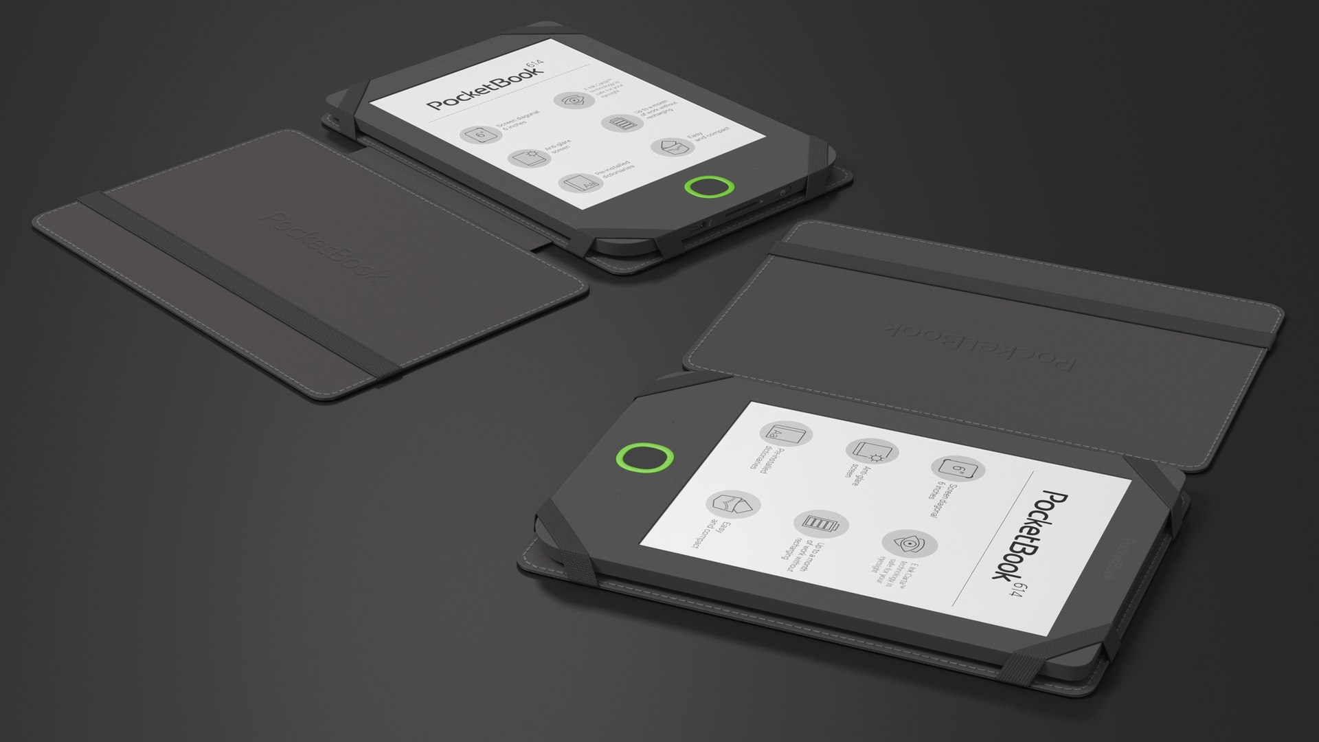 3D PocketBook 614 Limited Edition Gray With Case - TurboSquid 2147295