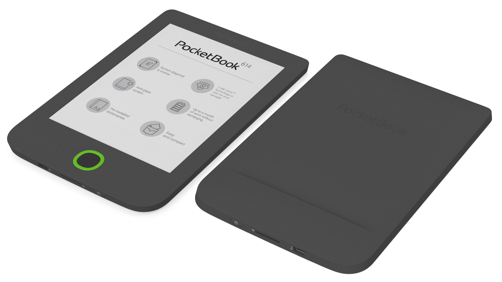 3D PocketBook 614 Limited Edition Gray With Case - TurboSquid 2147295