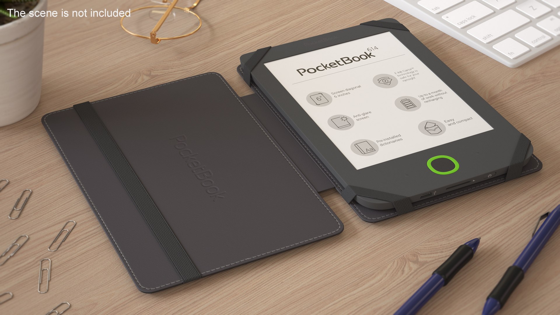 3D PocketBook 614 Limited Edition Gray With Case - TurboSquid 2147295