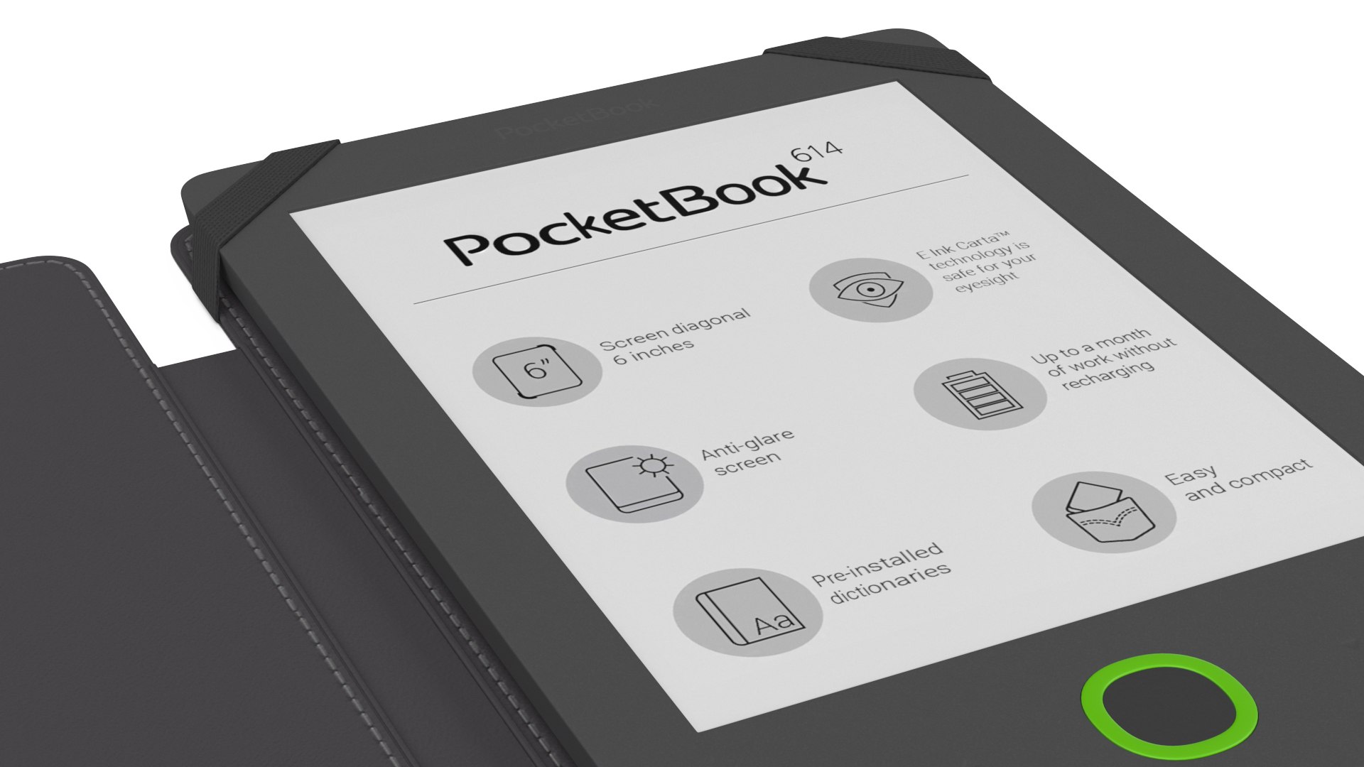 3D PocketBook 614 Limited Edition Gray With Case - TurboSquid 2147295