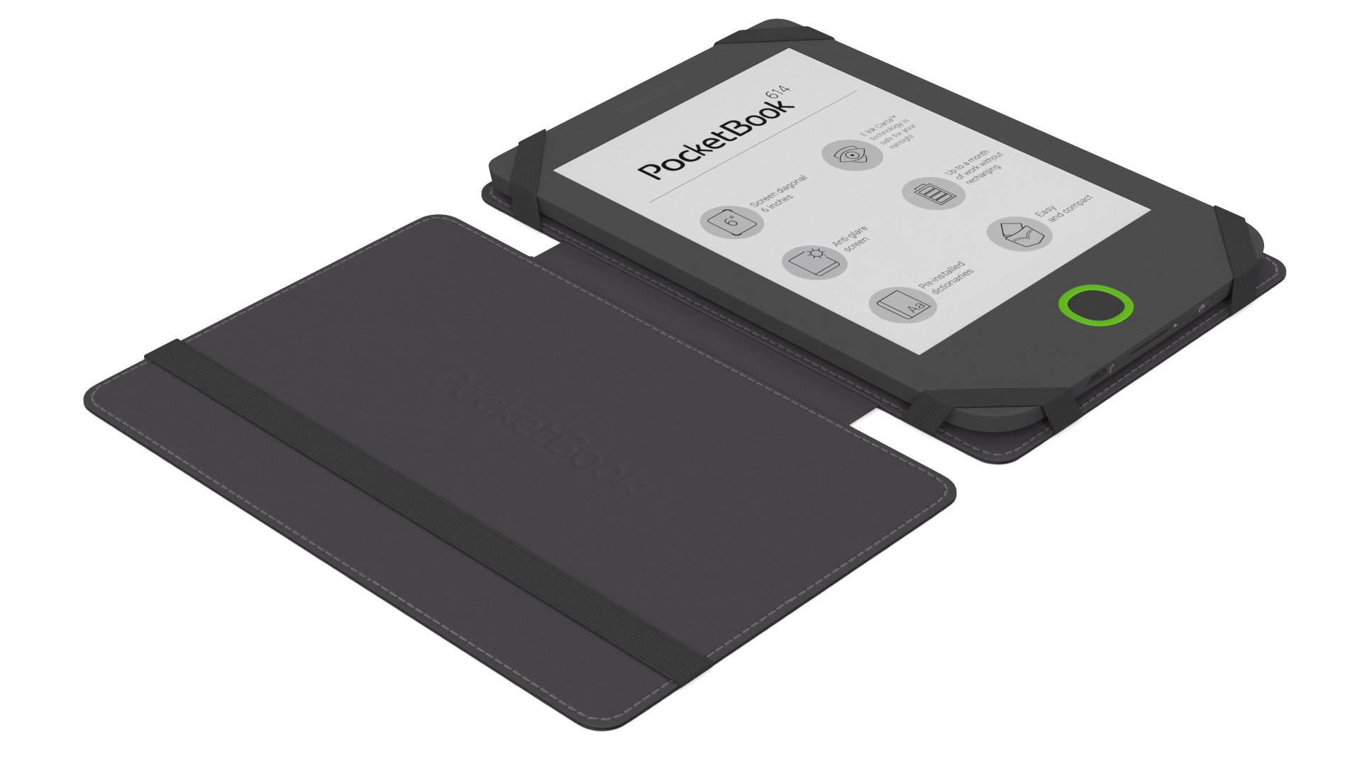 3D PocketBook 614 Limited Edition Gray With Case - TurboSquid 2147295