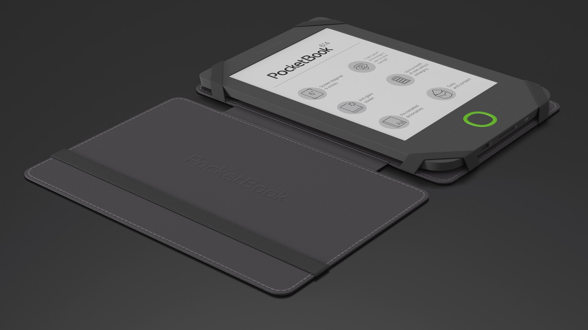 3D PocketBook 614 Limited Edition Gray With Case - TurboSquid 2147295