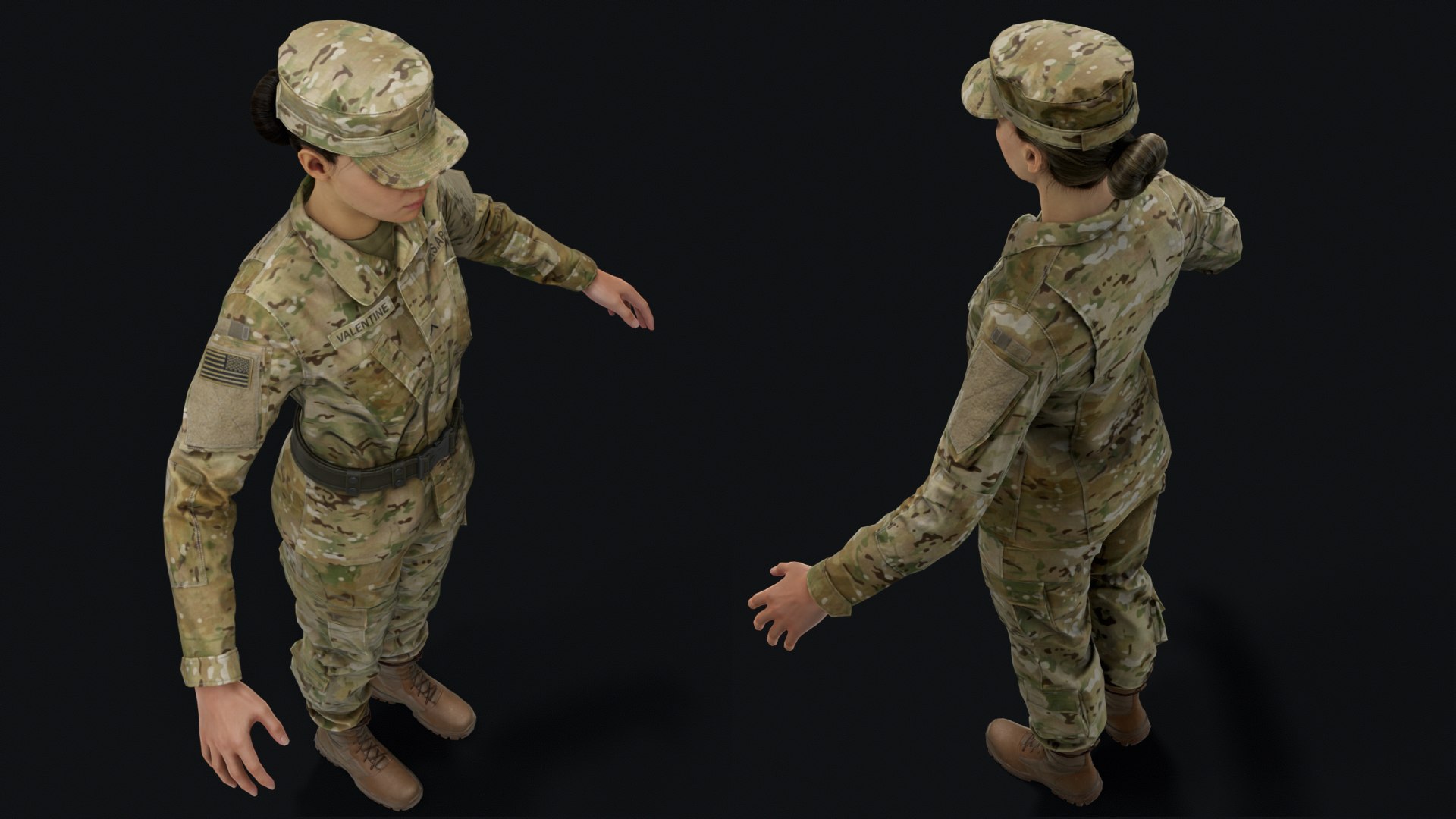 US Army Female Soldier 3D Model - TurboSquid 2100920