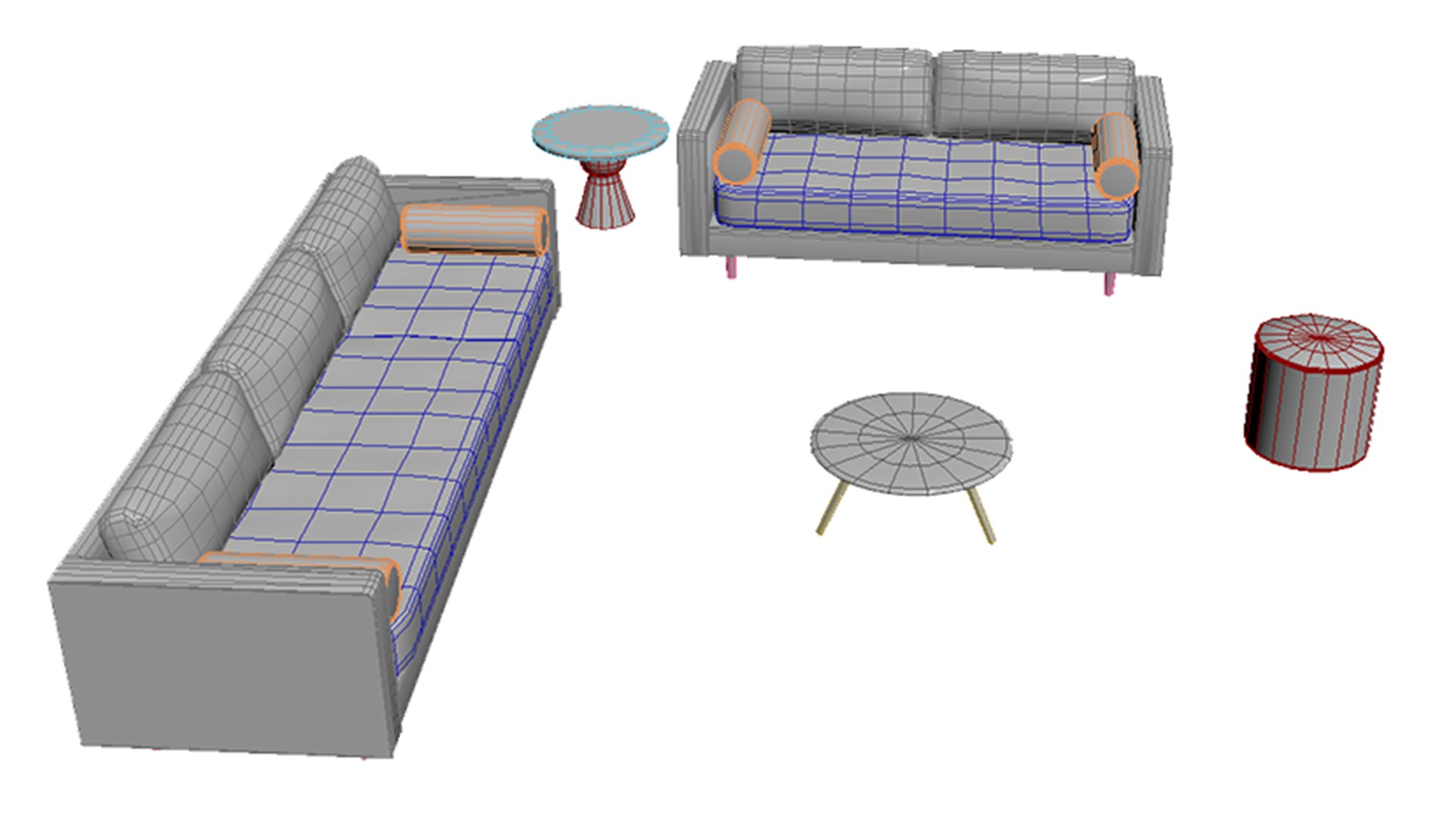 3D Model Low Poly Sofa And Table - TurboSquid 2124281