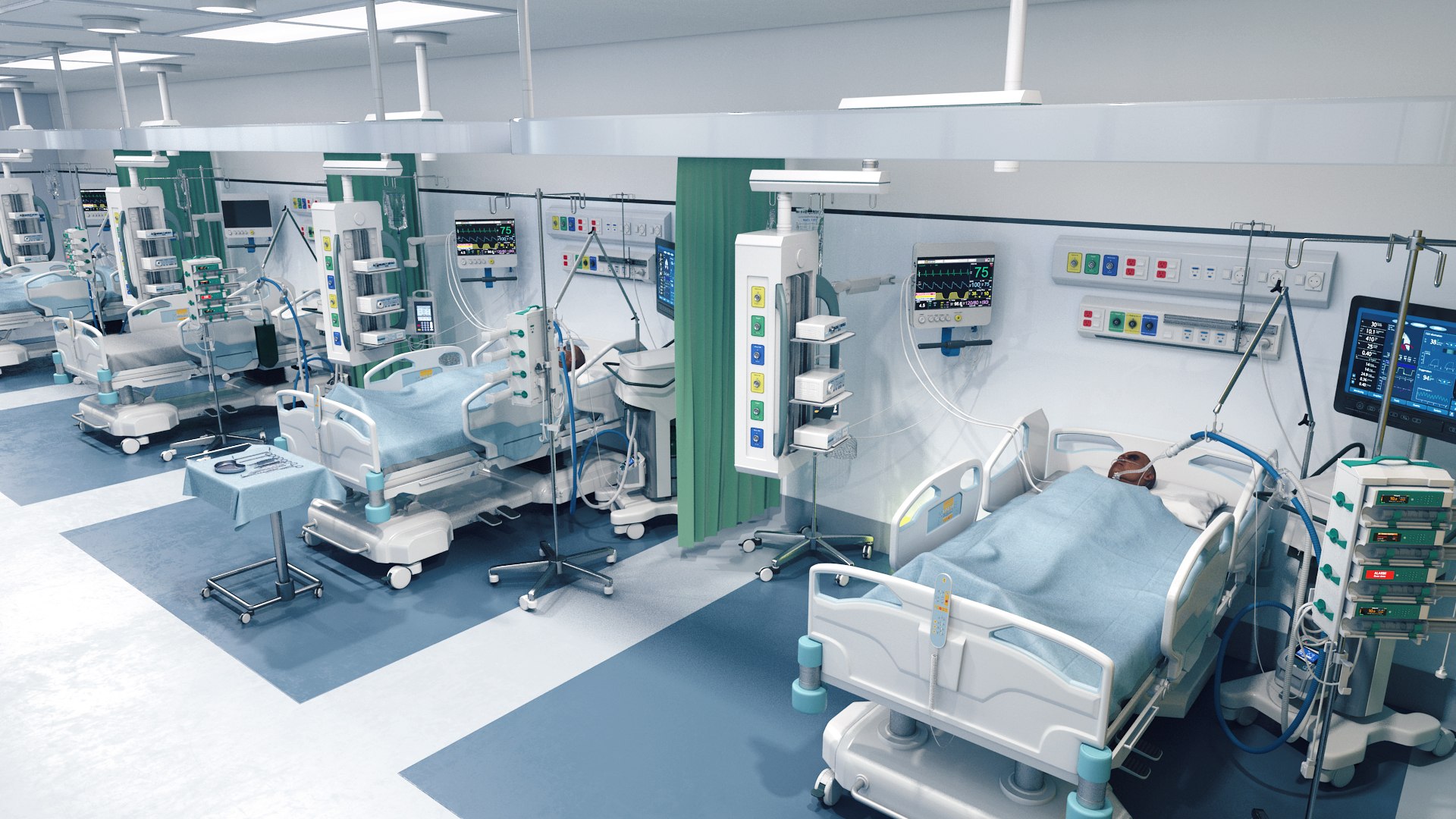 3D ICU Ward With Patients - TurboSquid 2128856