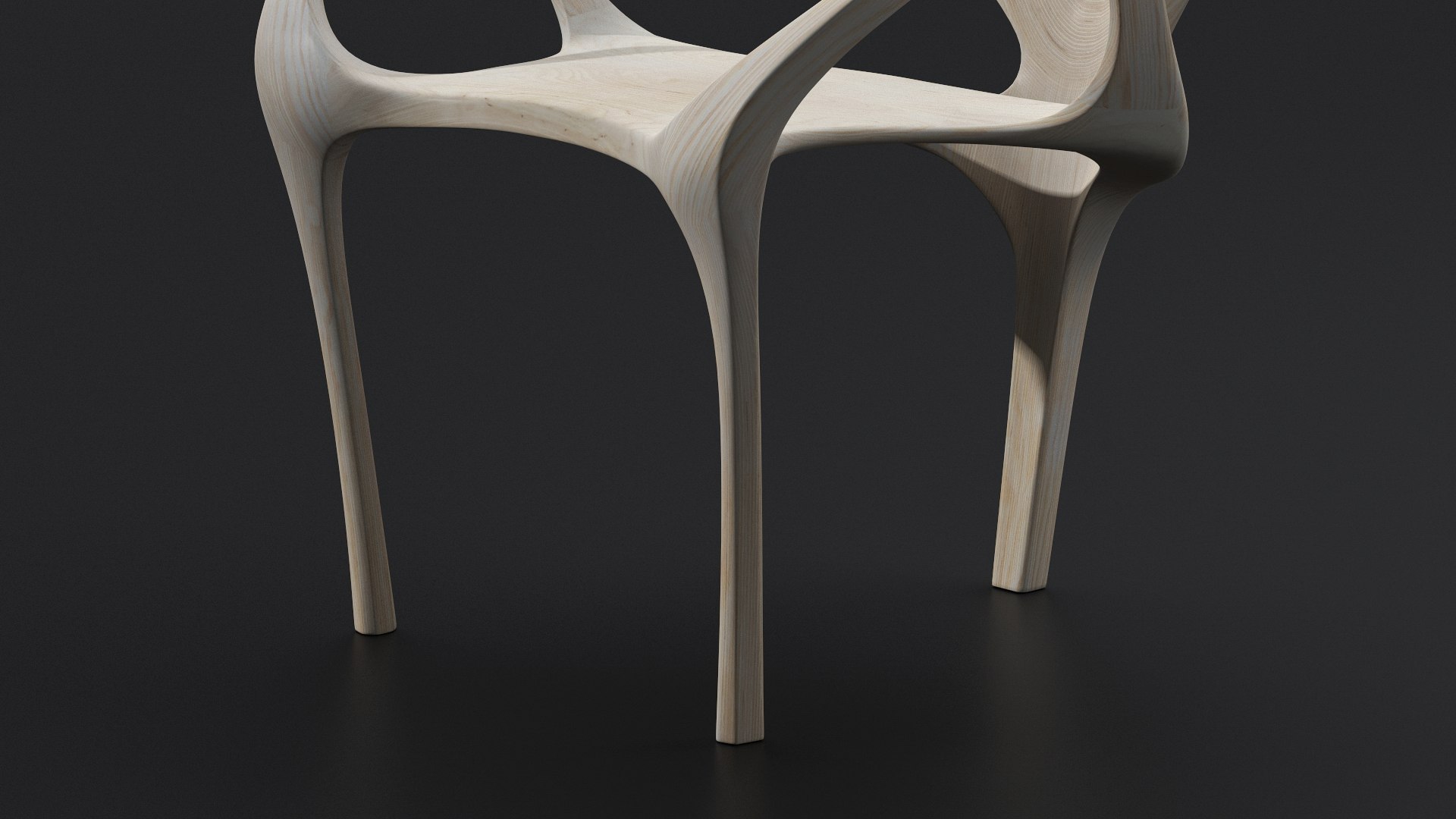 3D Three Legs Modern Chair Light Wood - TurboSquid 1997516