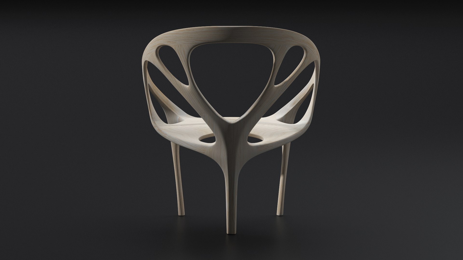 3D Three Legs Modern Chair Light Wood - TurboSquid 1997516