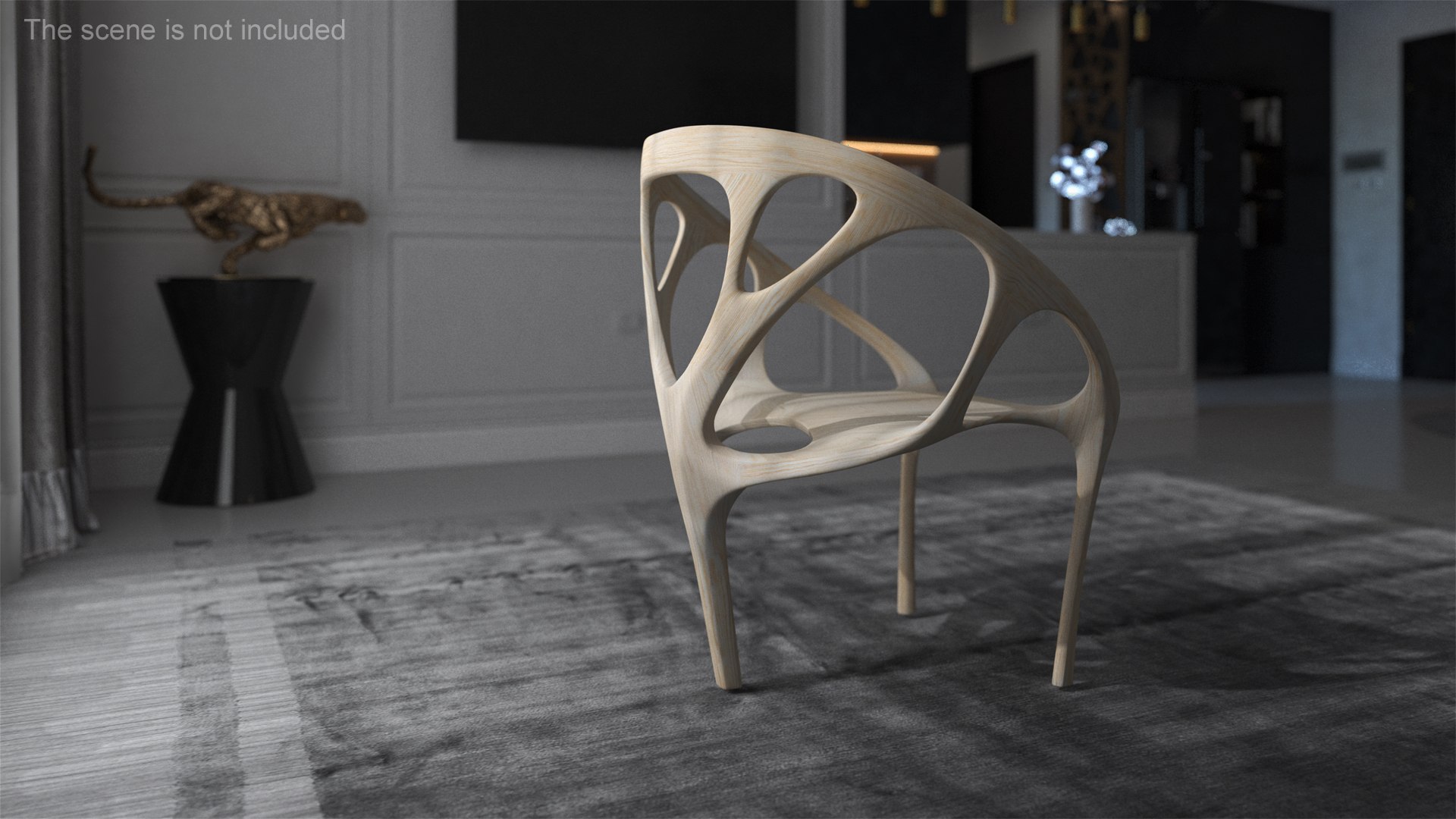 3D Three Legs Modern Chair Light Wood - TurboSquid 1997516