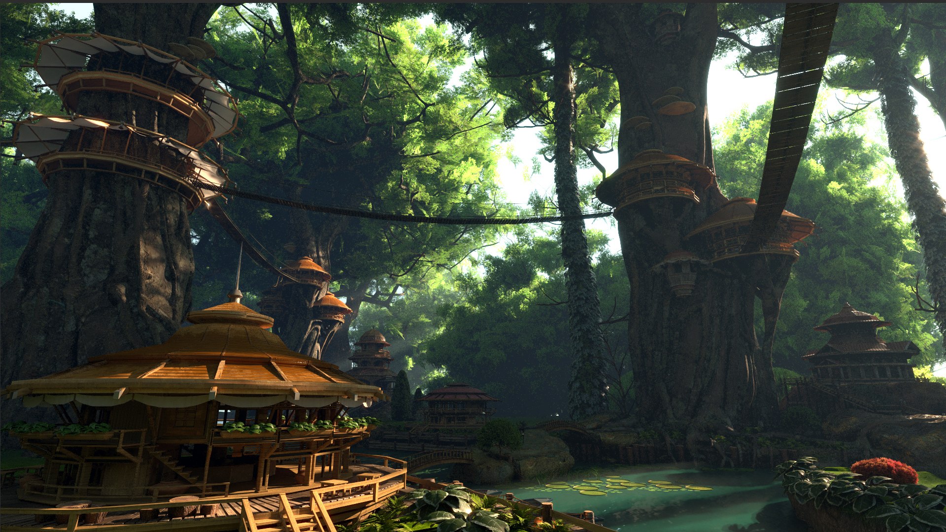 3D A Village In The Trees Model - TurboSquid 2017469