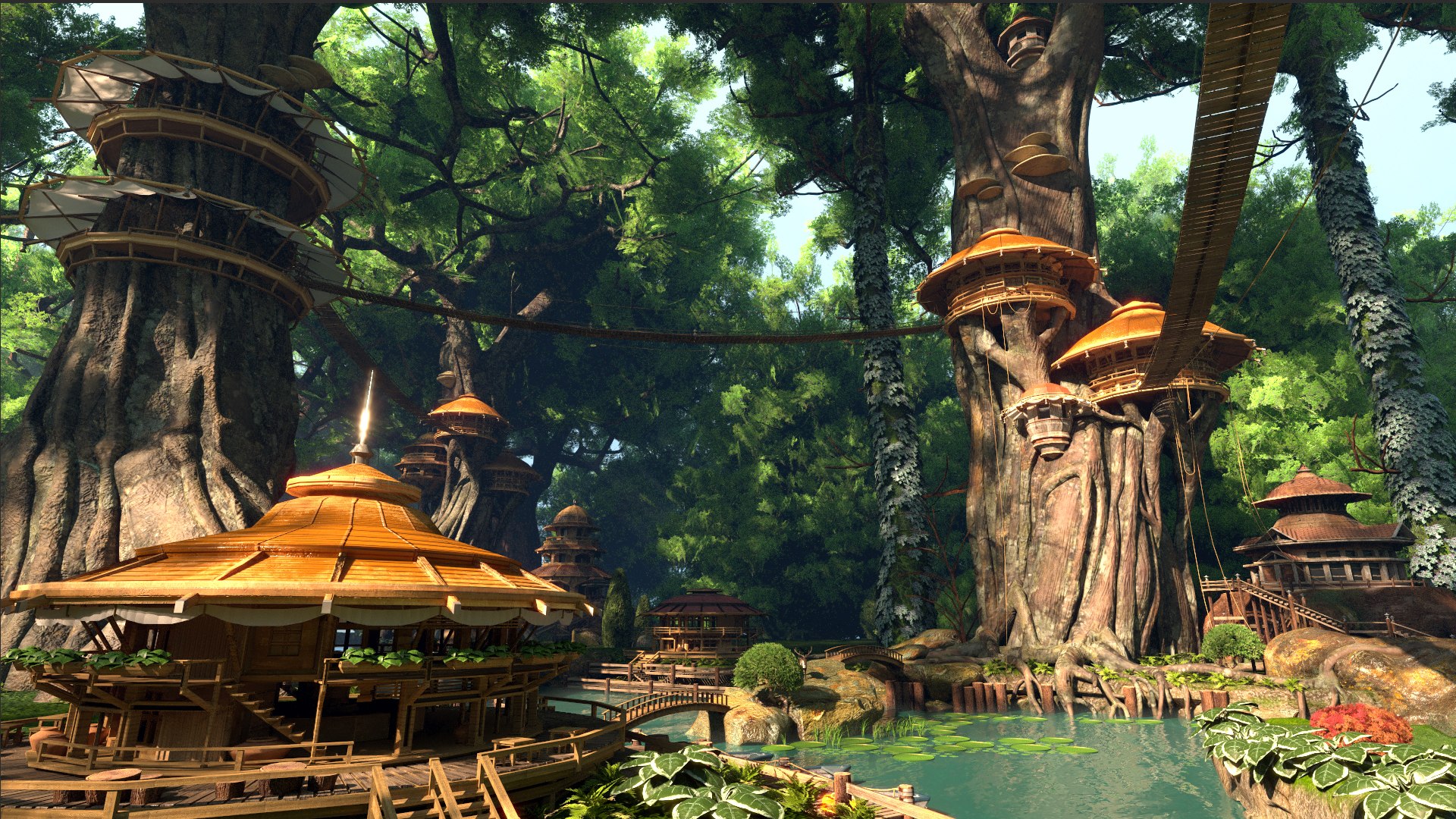 3D A Village In The Trees Model - TurboSquid 2017469