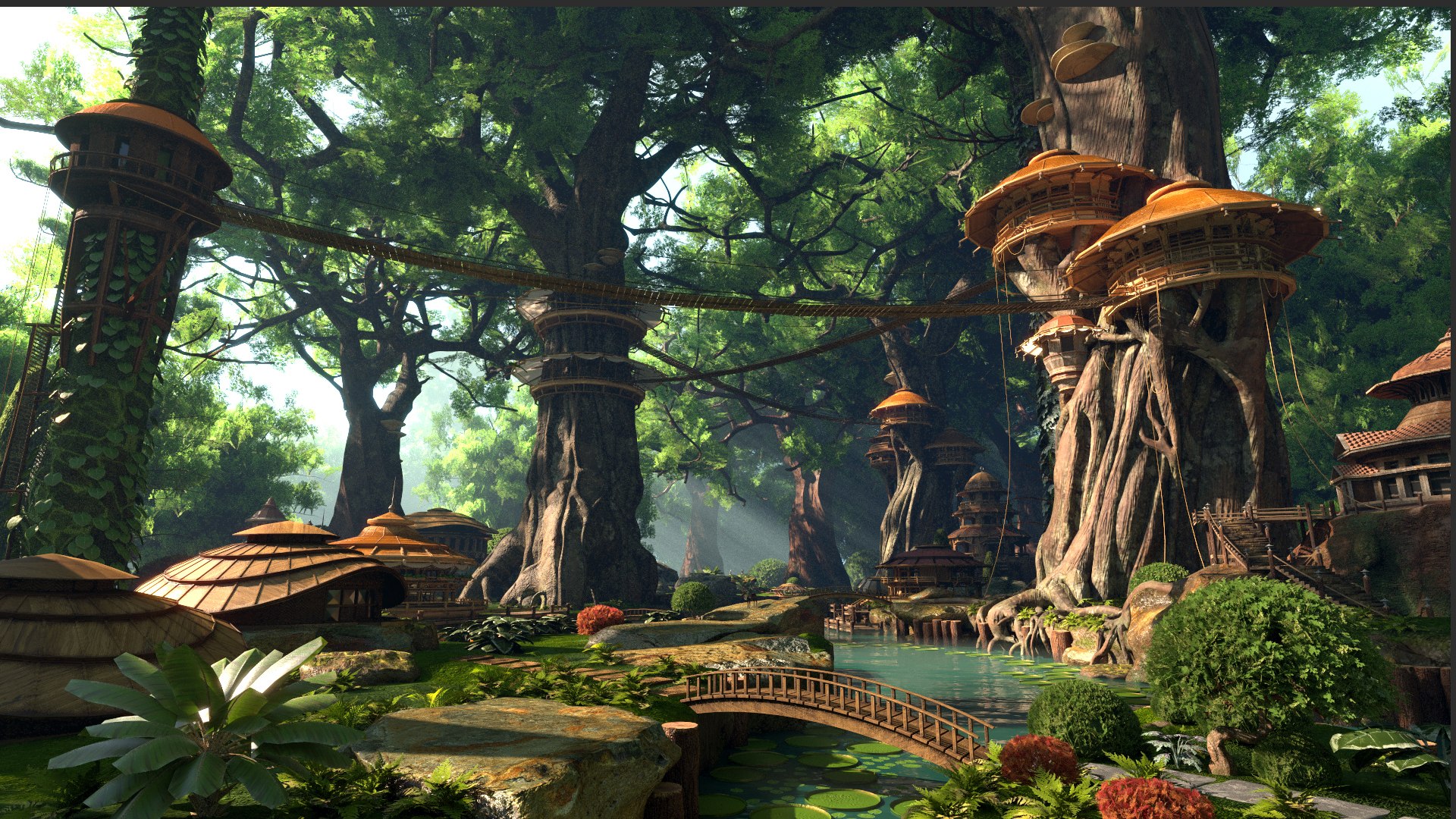 3D A Village In The Trees Model - TurboSquid 2017469