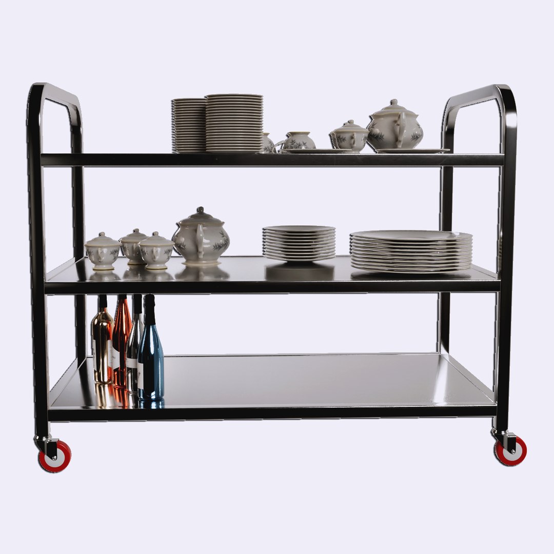 3D Wheeled Trolley for Hotel and Restaurant - TurboSquid 1937158