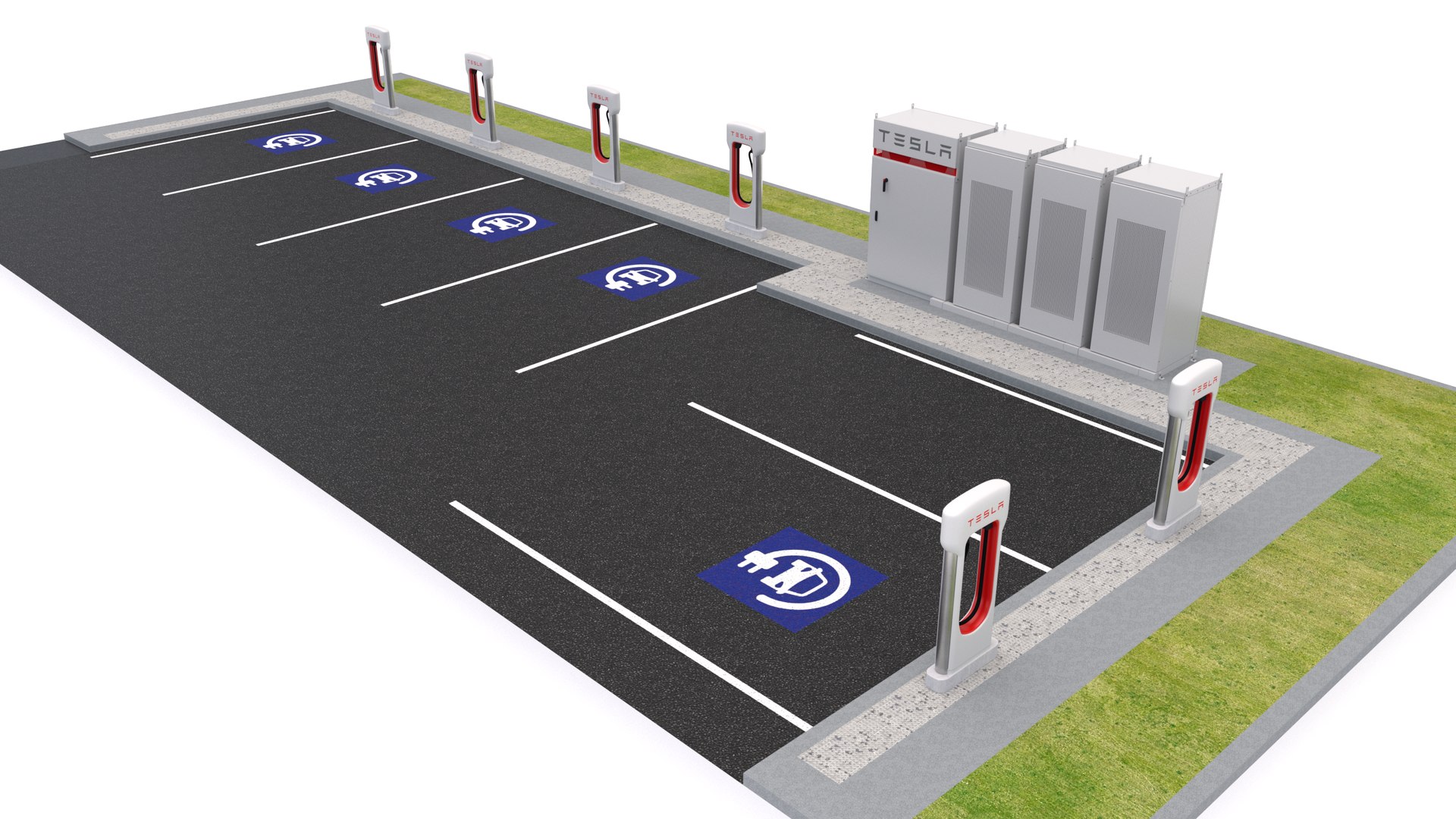 Tesla Supercharger Station With Y 2023 Model - TurboSquid 2206457