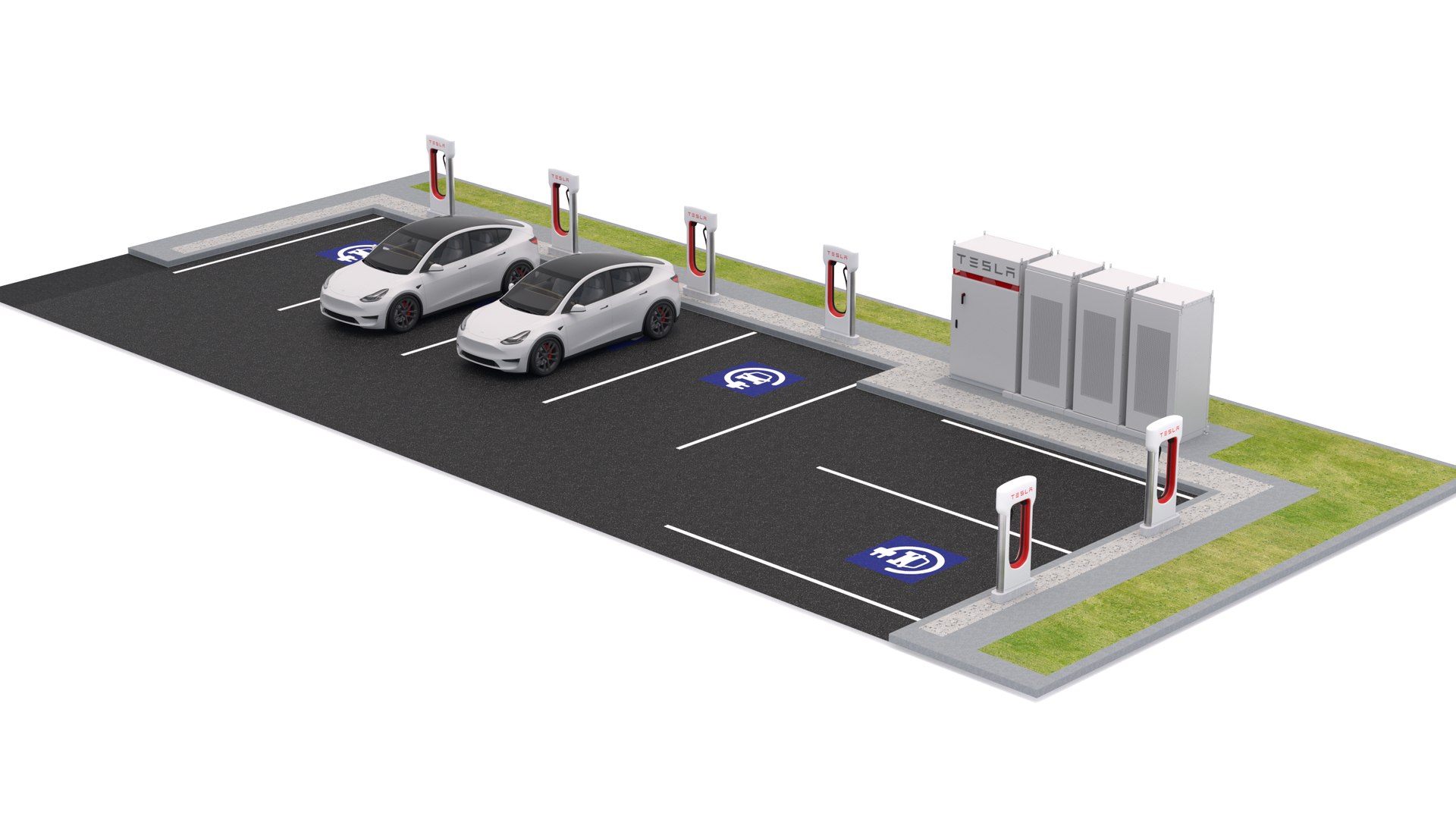 Tesla Supercharger Station With Y 2023 Model - TurboSquid 2206457