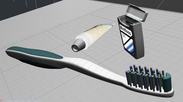 toothbrush dental floss 3d model
