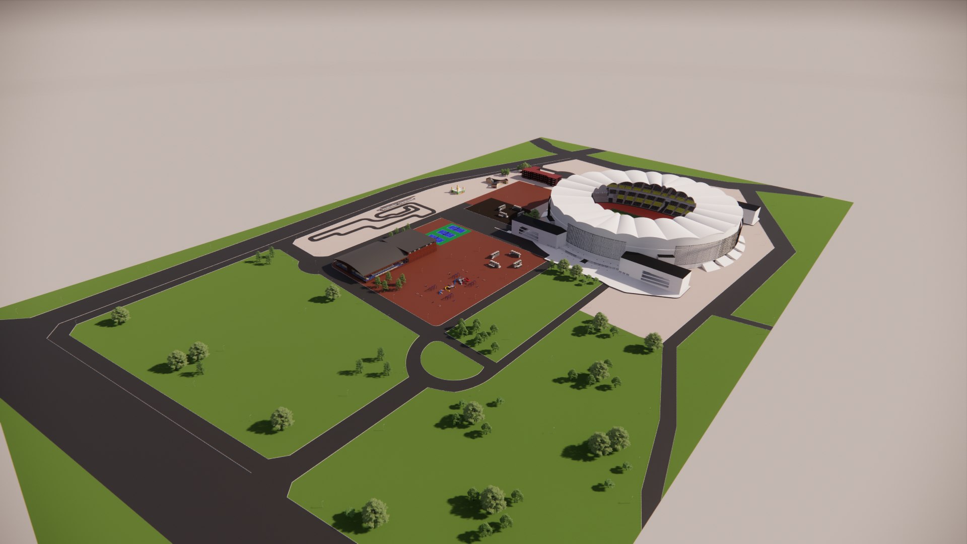 3D Model Sport Complex With Complete Facilities - TurboSquid 2013980