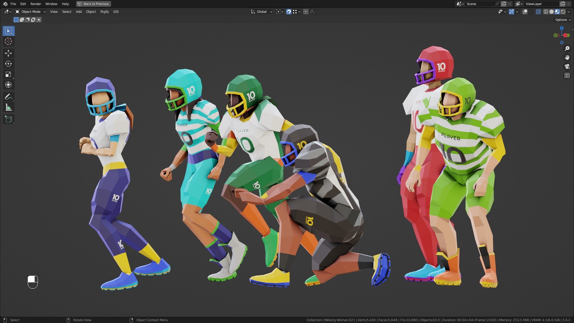 American Football Players - Animated And Rigged 3D Model - TurboSquid ...