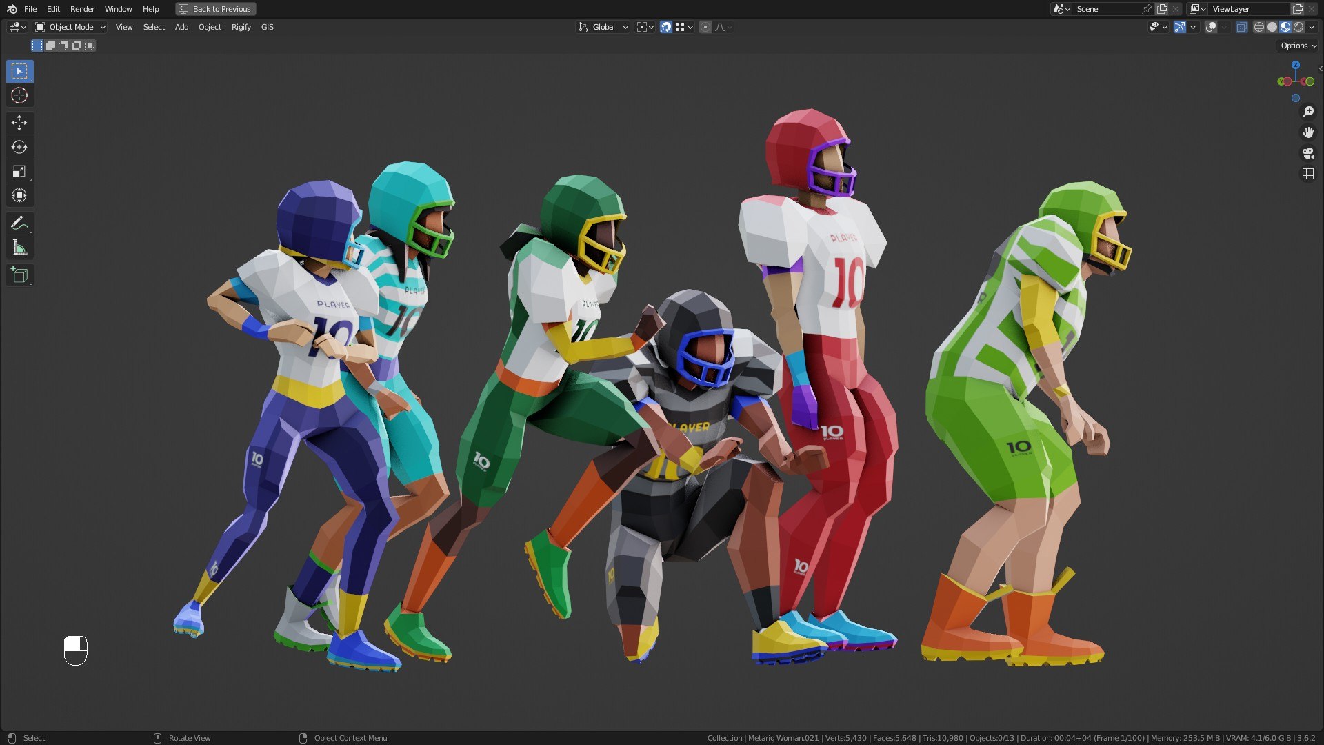American Football Players - Animated And Rigged 3D Model - TurboSquid ...