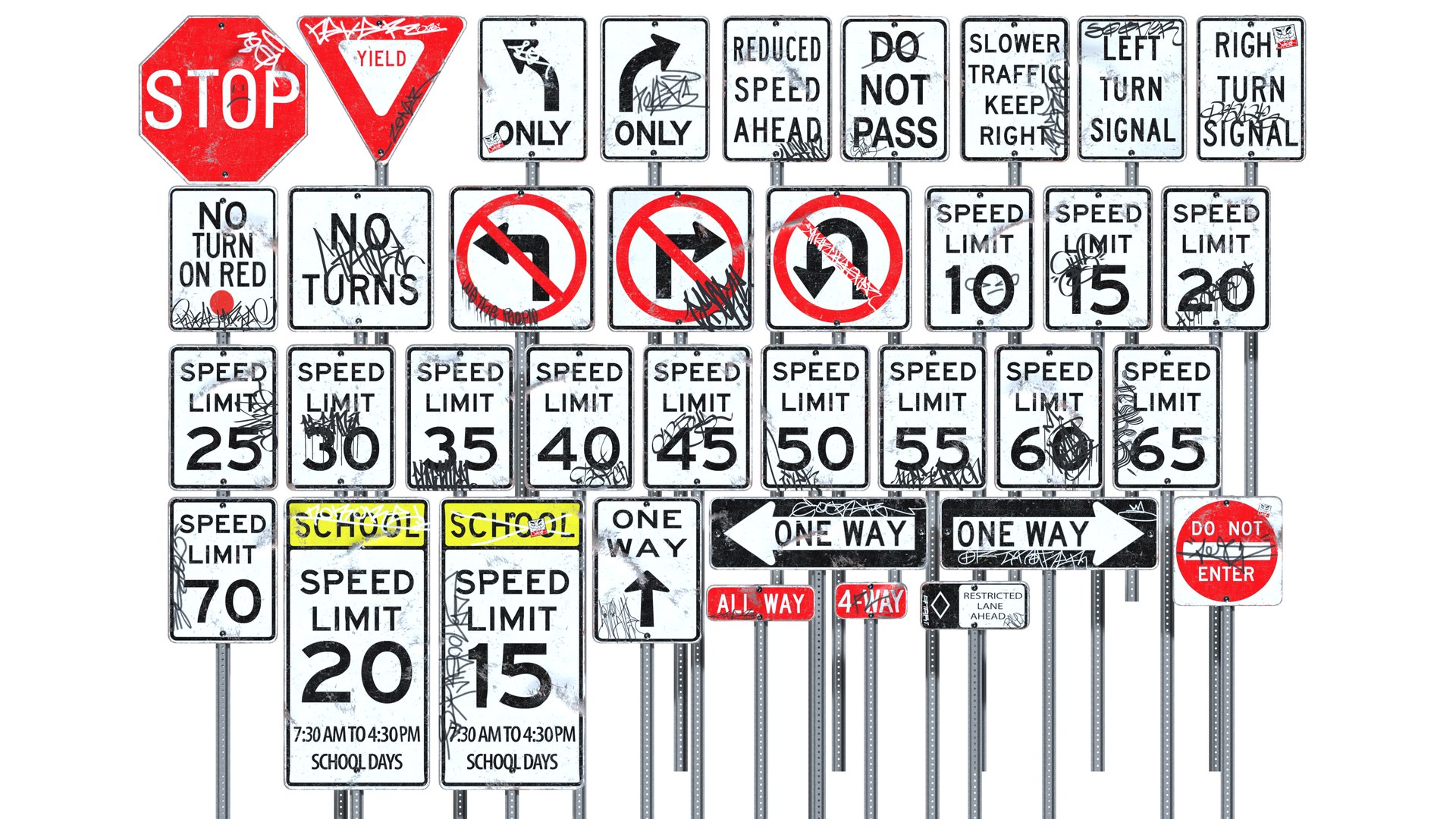 Street Sign Pack 01 3D model - TurboSquid 2122113