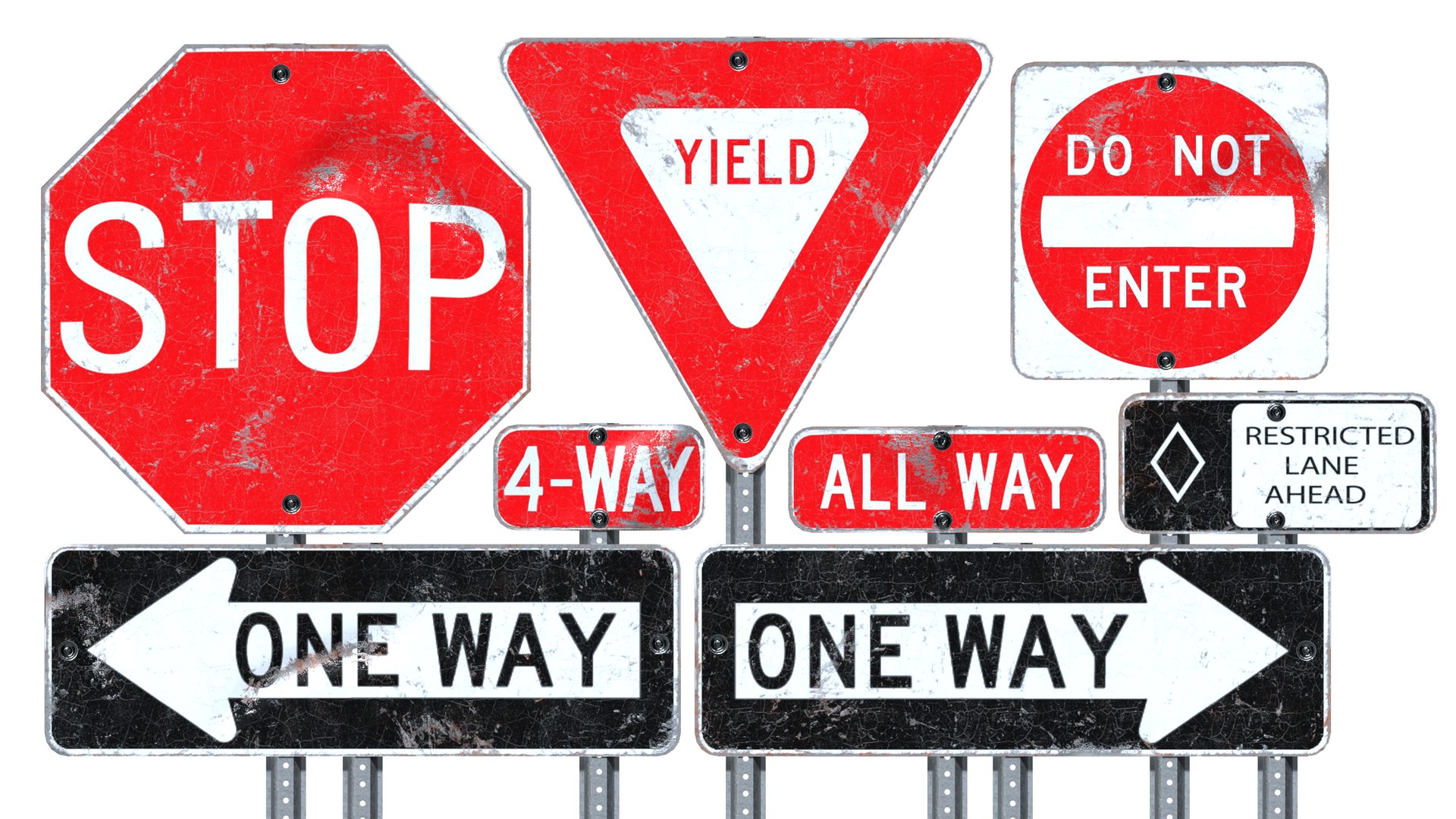 Street Sign Pack 01 3D model - TurboSquid 2122113