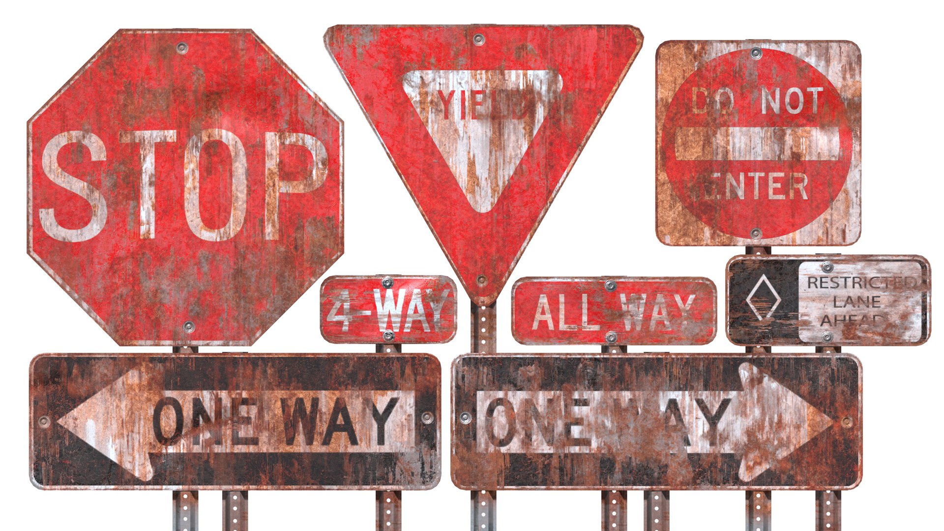 Street Sign Pack 01 3D model - TurboSquid 2122113