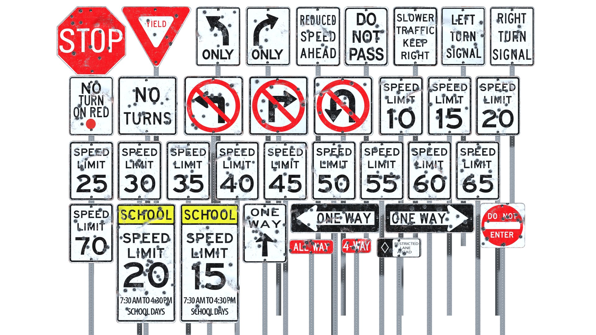 Street Sign Pack 01 3D Model - TurboSquid 2122113