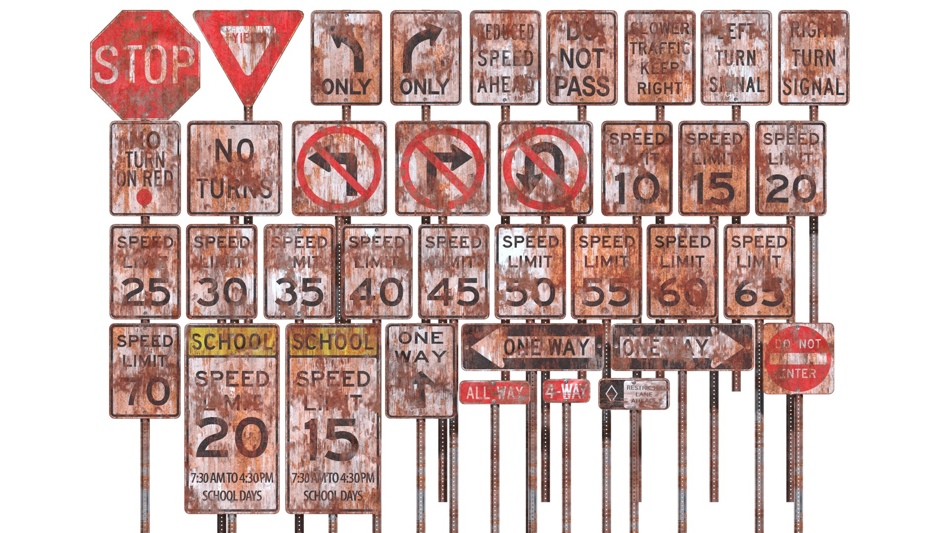 Street Sign Pack 01 3D model - TurboSquid 2122113