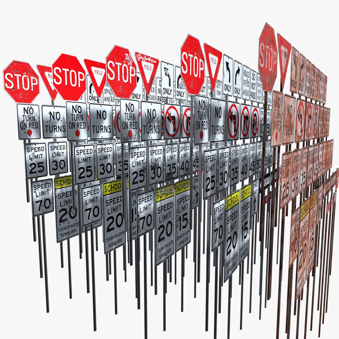 Street Sign Pack 01 3D Model - TurboSquid 2122113