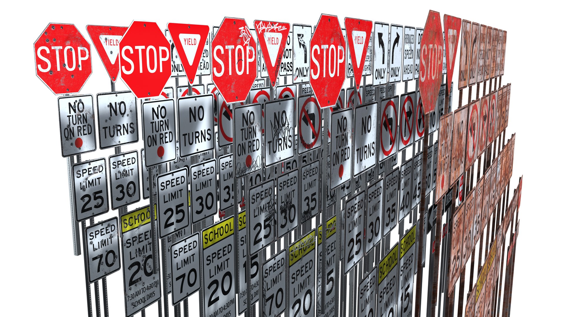Street Sign Pack 01 3D Model - TurboSquid 2122113