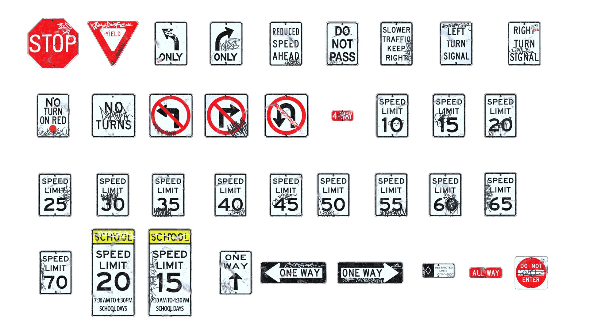 Street Sign Pack 01 3D Model - TurboSquid 2122113