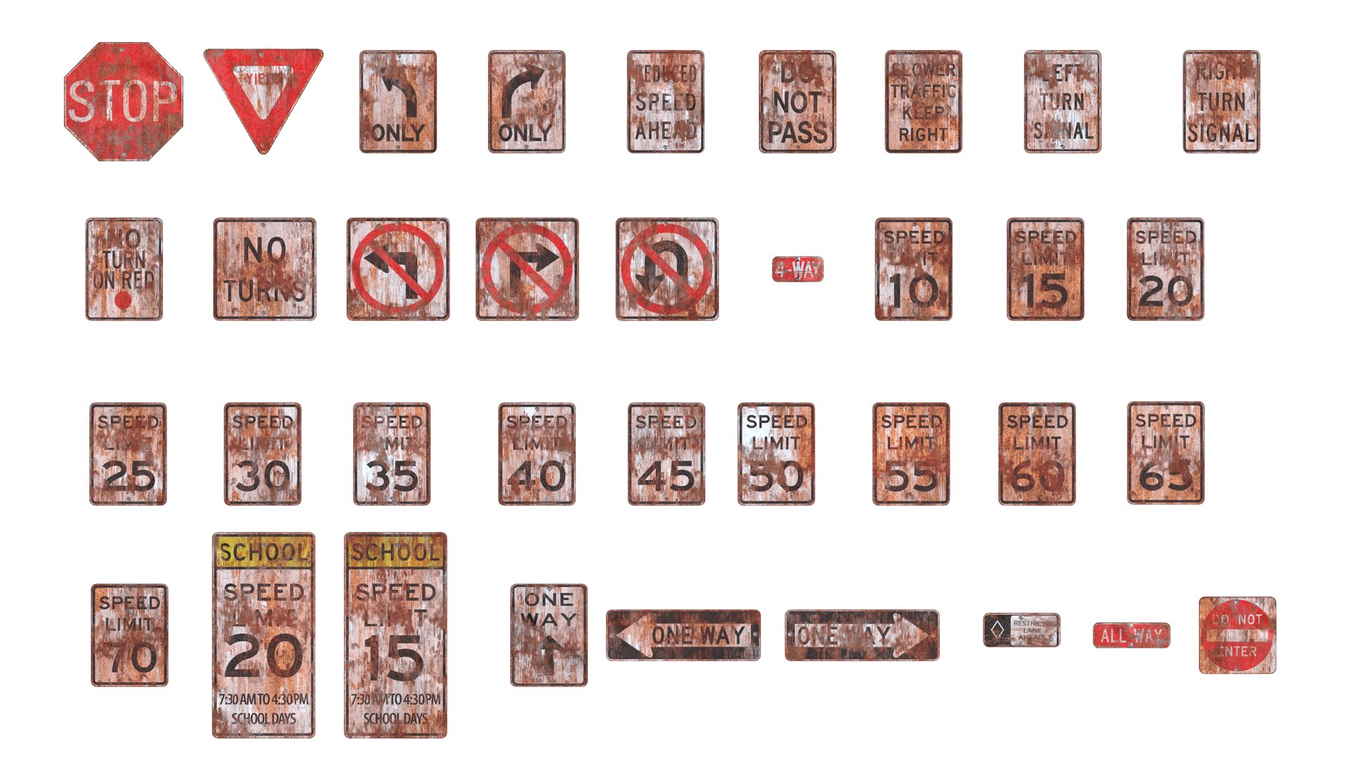 Street Sign Pack 01 3D Model - TurboSquid 2122113