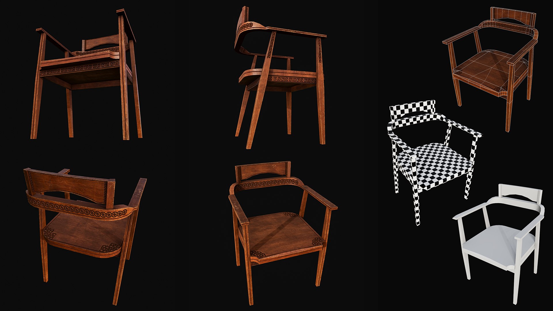 3D Model 8 WOODEN CHAIRS PACK-PBR-REALISTIC - TurboSquid 2321507