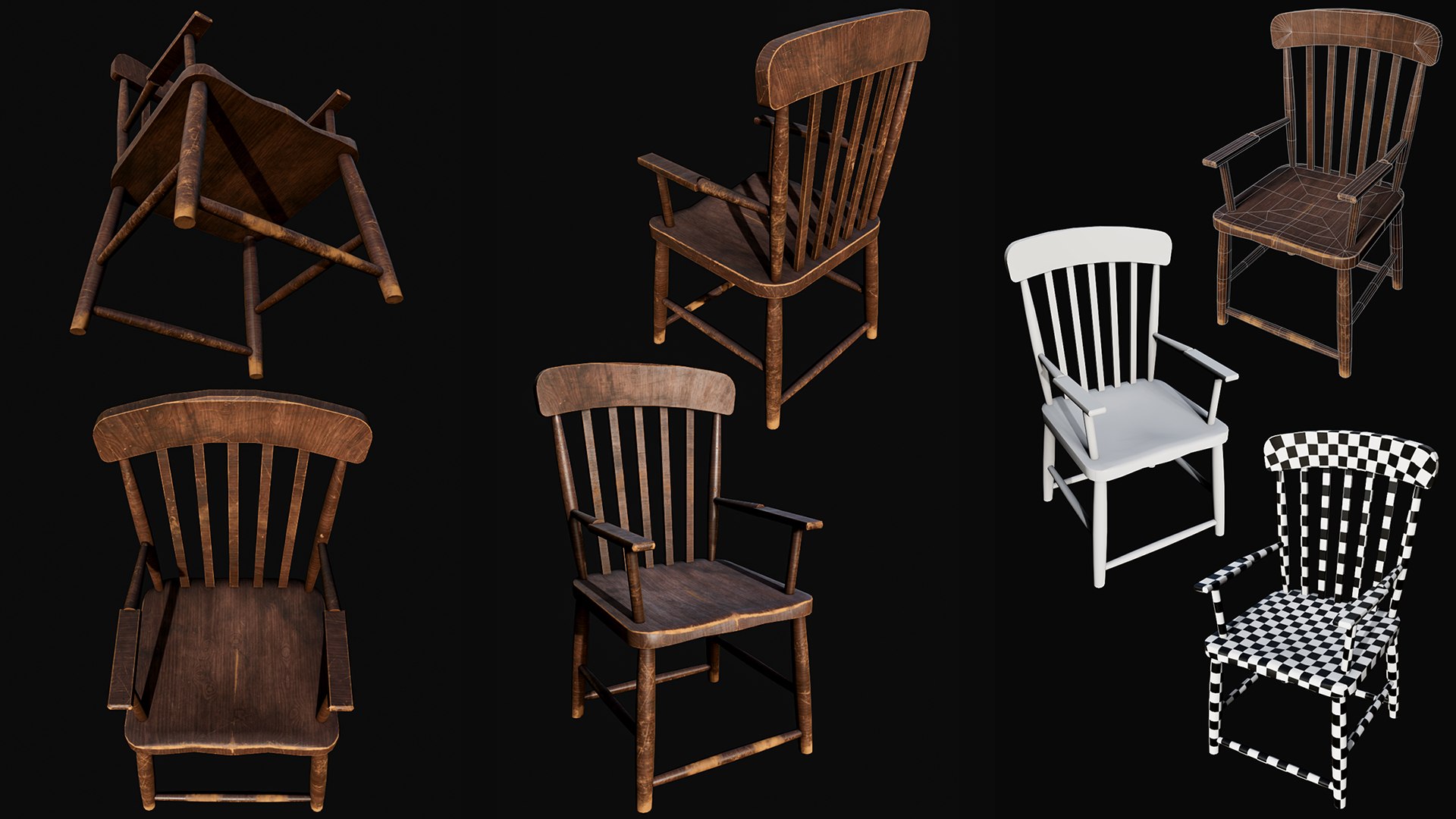3D Model 8 WOODEN CHAIRS PACK-PBR-REALISTIC - TurboSquid 2321507